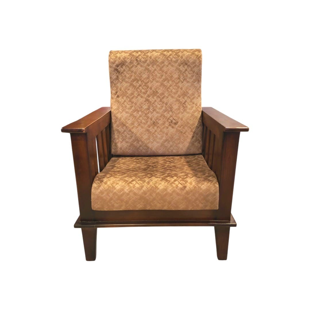 AKS Olivia Sofa Set|Single|Walnut|Spl Dx Premium|Wooden Sofa Set