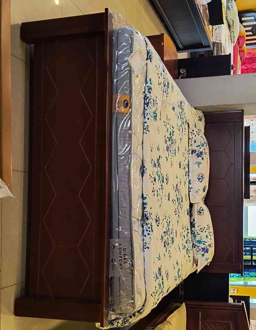 AKS HONEY COMB Hydraulic Storage Cot|78X60|Walnut||Cot/Bed Set