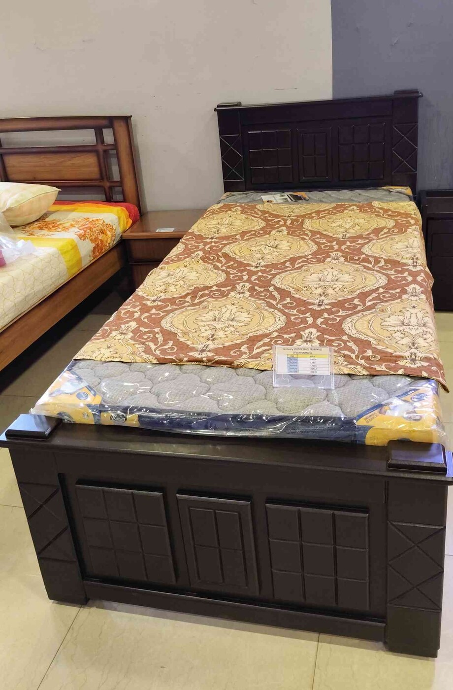 SAF-BT-01 Hard Wood with Ply Cot|78X36|Walnut||Cot/Bed Set