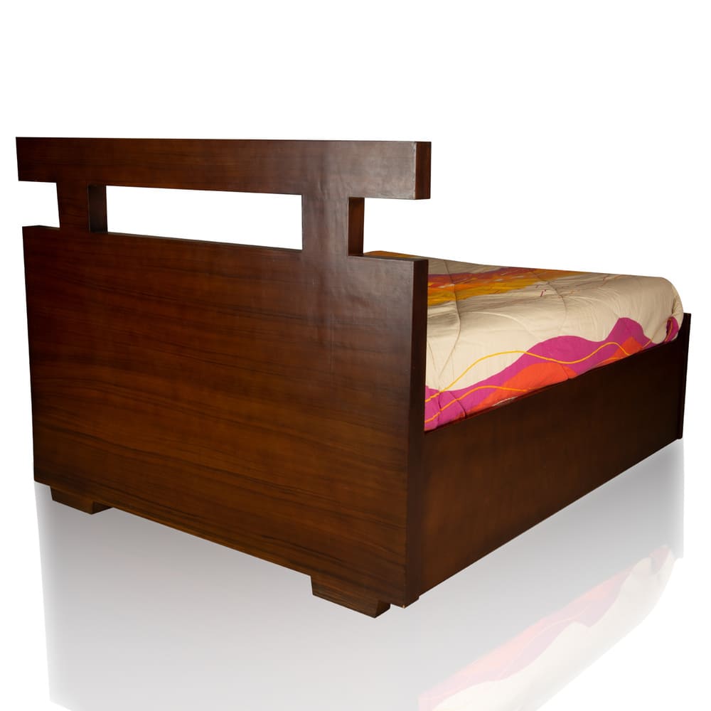 AKS BLUEBERRY Hydraulic Storage Cot |78X60|Walnut||Cot/Bed Set