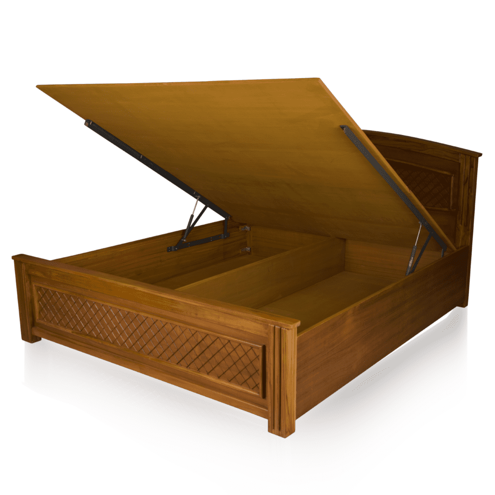 AKS MAGIC SQUARE Hydraulic Storage Cot|78X60|Natural||Cot/Bed Set