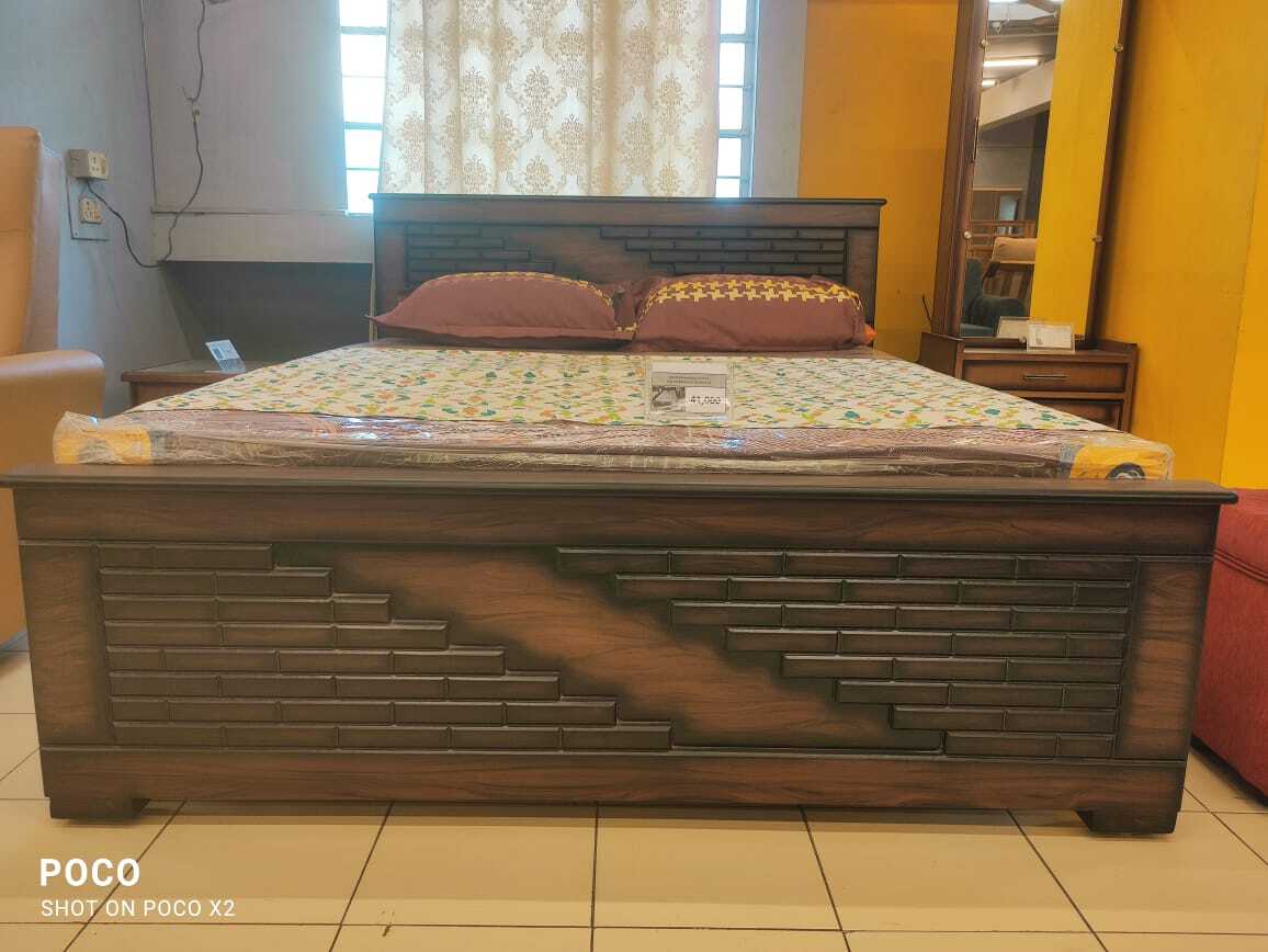 SAF-BT-07 Hard Wood with Ply Cot|78X36|Walnut||Cot/Bed Set