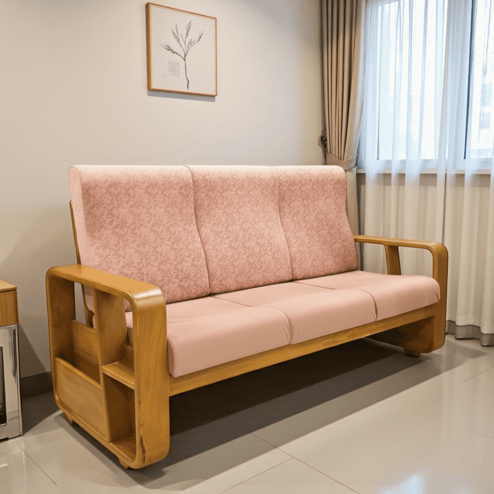 JNW Pocket Sofa Set|3 Seater|Natural|Dx Premium|Wooden Sofa Set