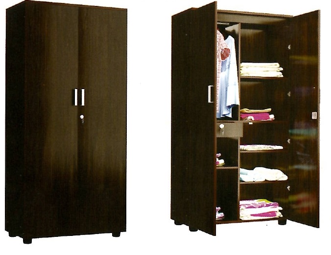 GURU SWR-02 CP Two Door Wardrobe|36X18X75|Choco Maple||Wardrobe